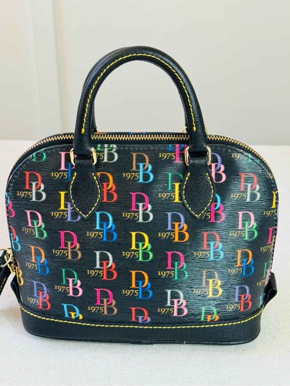 Dooney & Bourke | Bags | Dooney Bourke Black Multicolor Db Logo Mini ...